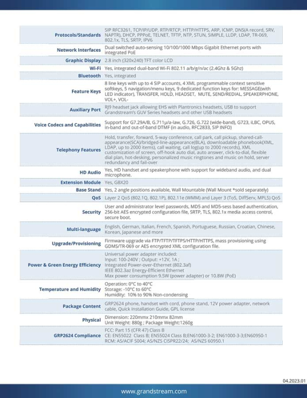 Grandstream GRP2624 8-Line IP Phone