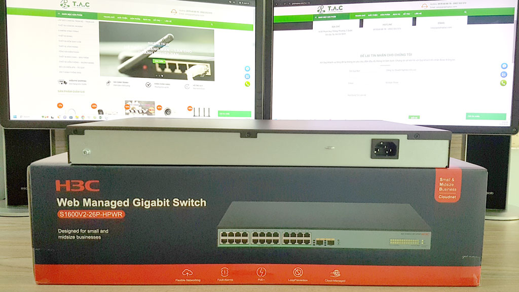 Switch PoE H3C LS-1600V2-26P-HPWR-GL 26 Cổng Gigabit Layer 2 | Công Suất PoE 370W